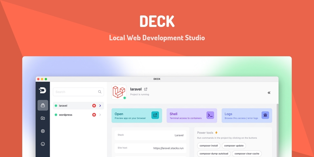 DECK - Local Web Development Studio - Made with Laravel
