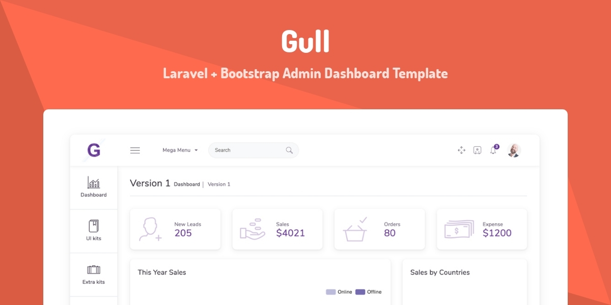 Gull - Laravel + Bootstrap Admin Dashboard Template - Made with Laravel