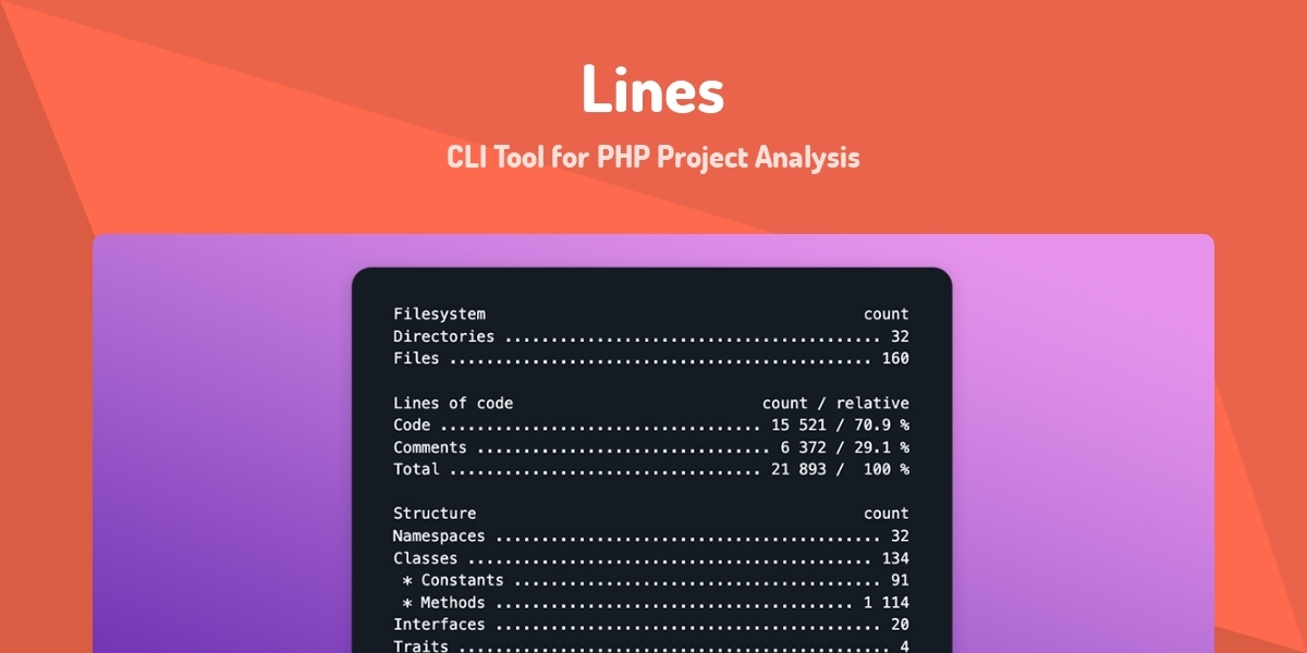 Lines - CLI Tool for PHP Project Analysis - Made with Laravel