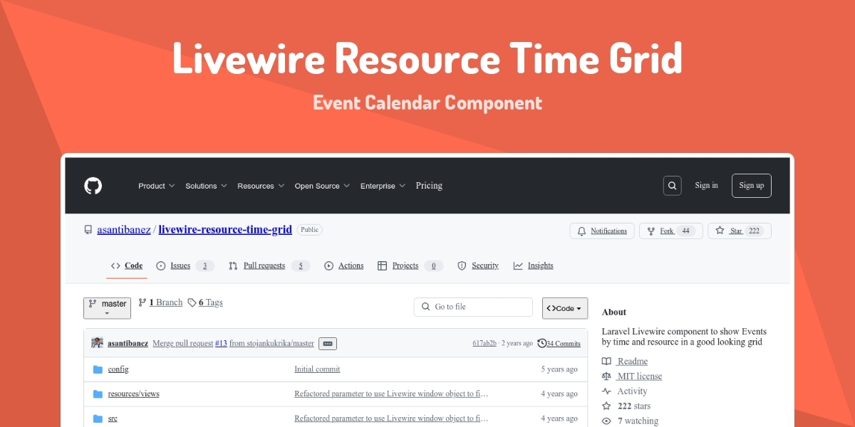 Livewire Resource Time Grid - Event Calendar Component - Made with Laravel