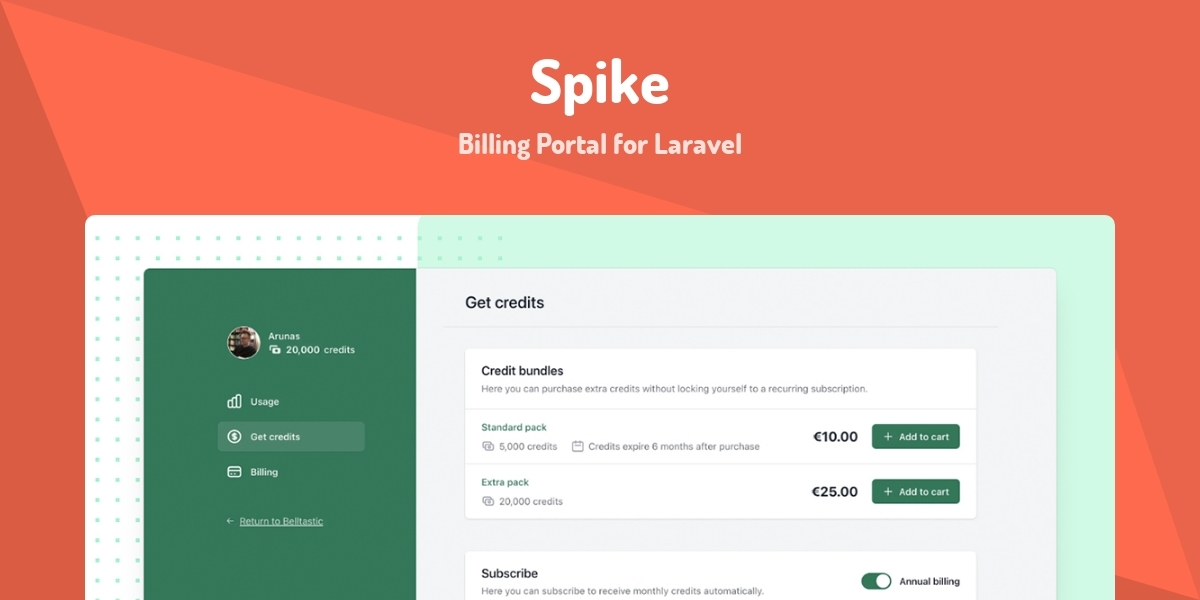 Spike - Billing Portal for Laravel - Made with Laravel