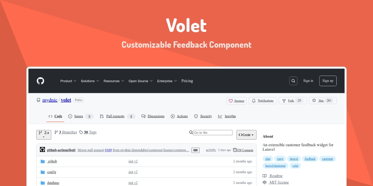 Volet - Customizable Feedback Component - Made with Laravel