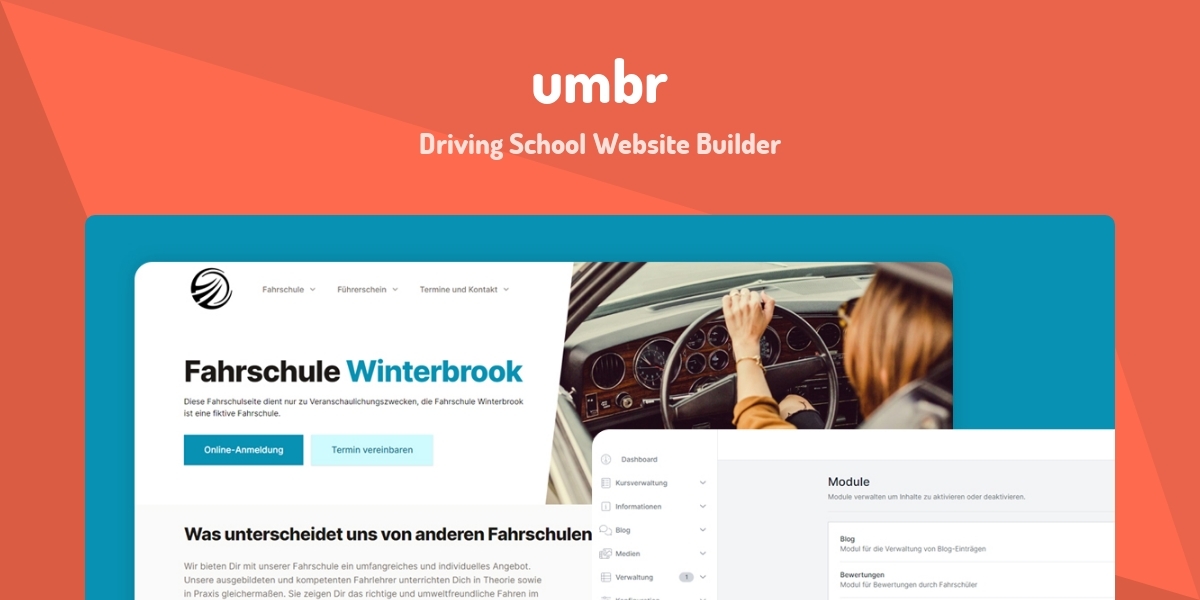 umbr - Driving School Website Builder - Made with Laravel