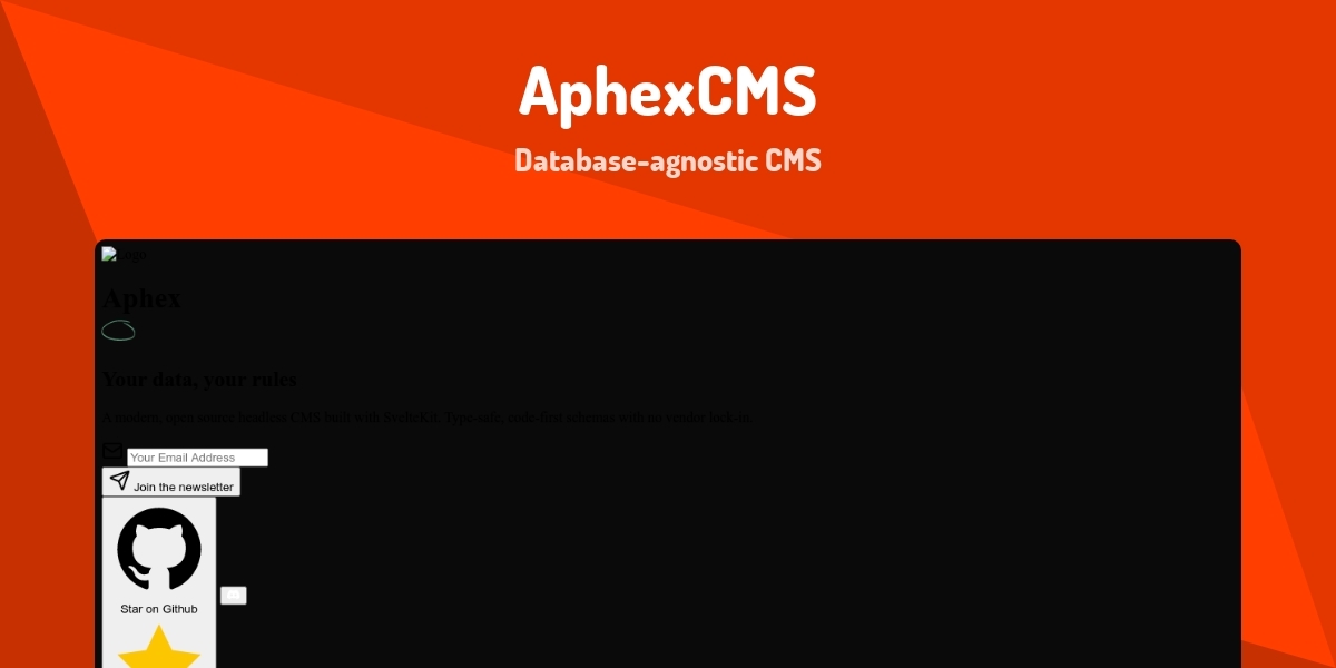 AphexCMS - Database-agnostic CMS - Made with Svelte