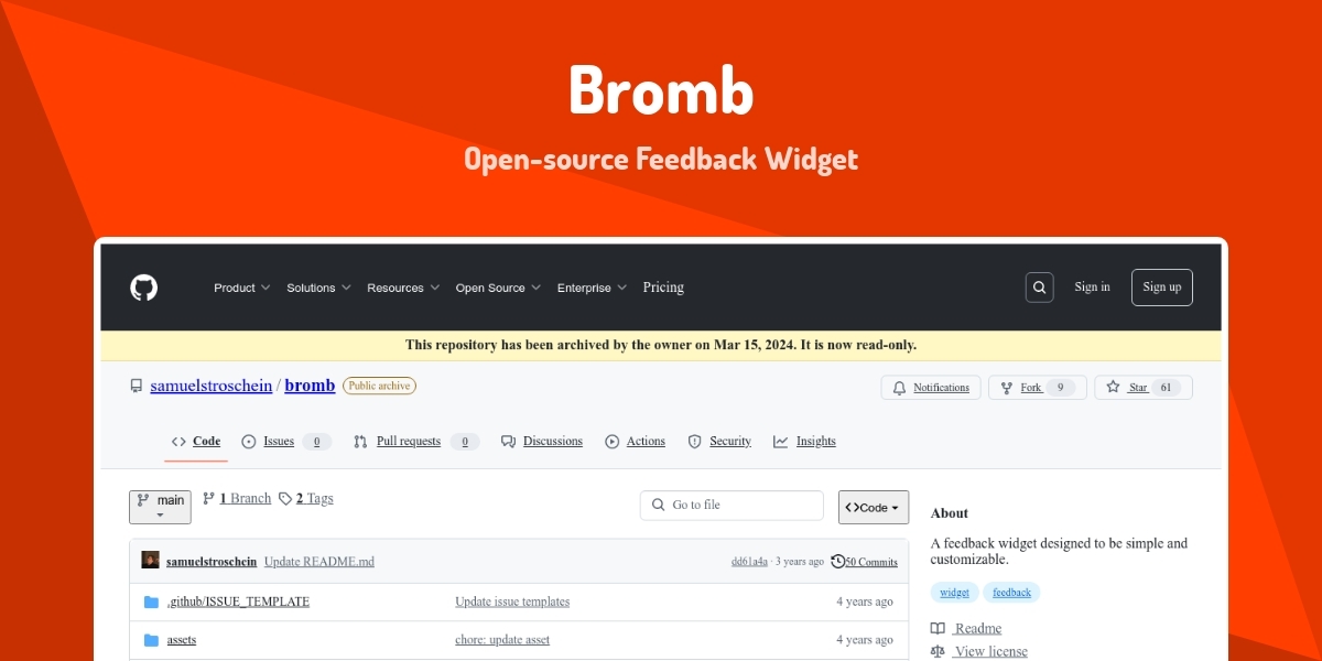 Bromb - Open-source Feedback Widget - Made with Svelte
