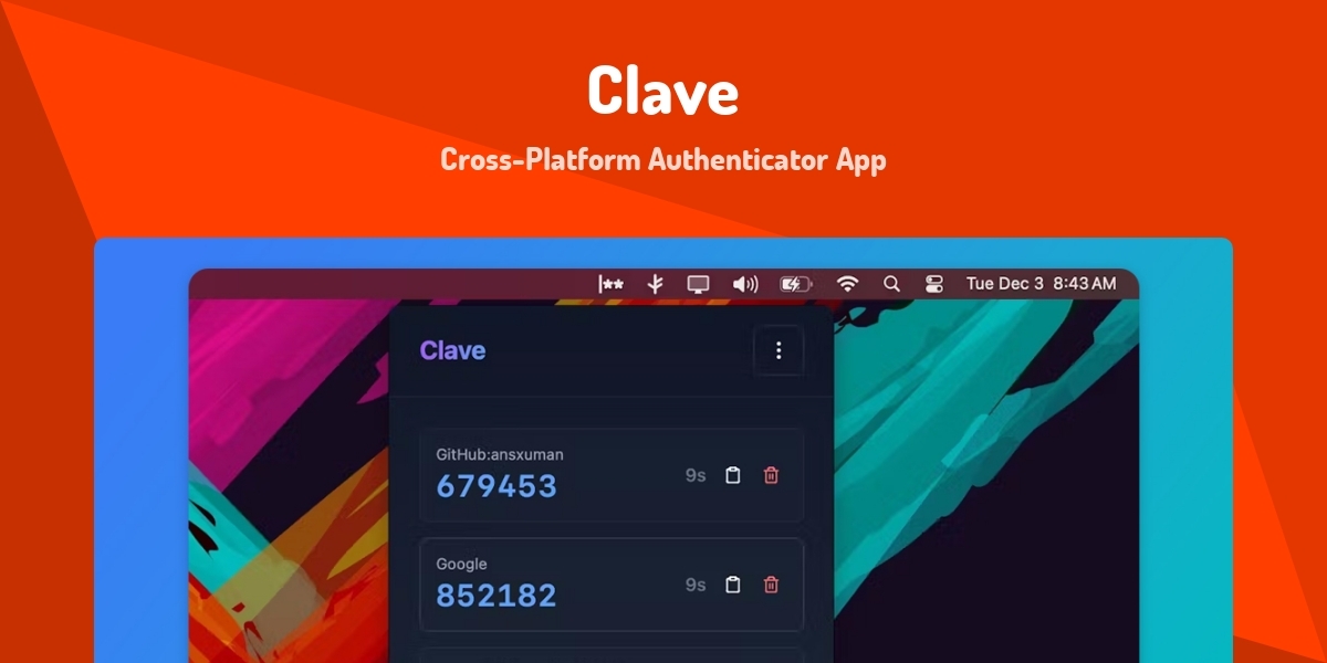Clave - Cross-Platform Authenticator App - Made with Svelte