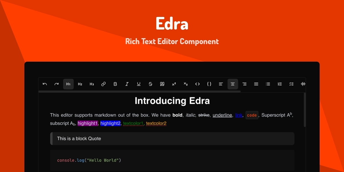 Edra - Rich Text Editor Component - Made with Svelte