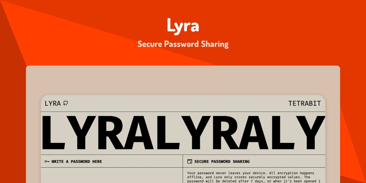Lyra - Secure Password Sharing - Made with Svelte