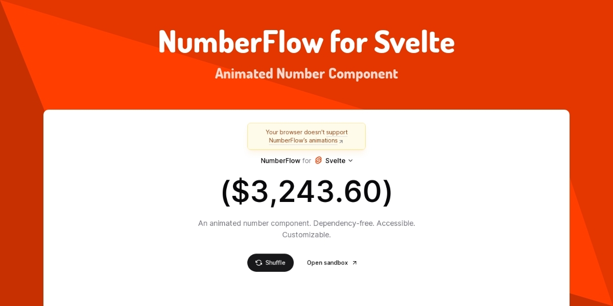 NumberFlow for Svelte - Animated Number Component - Made with Svelte