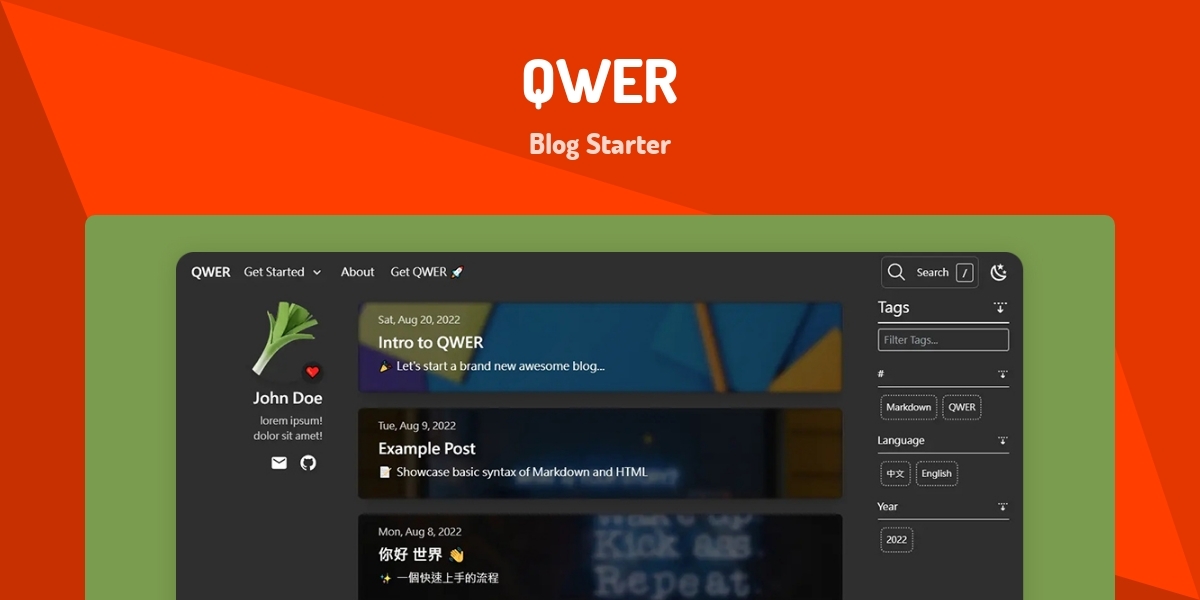 QWER - Blog Starter - Made with Svelte