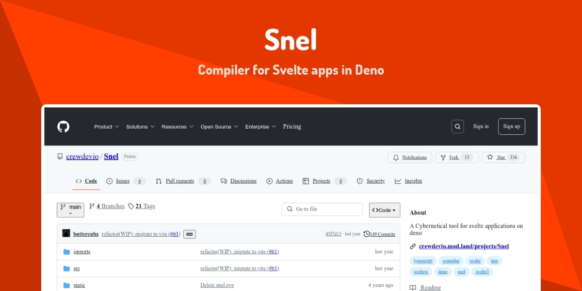 Snel - Compiler for Svelte apps in Deno - Made with Svelte