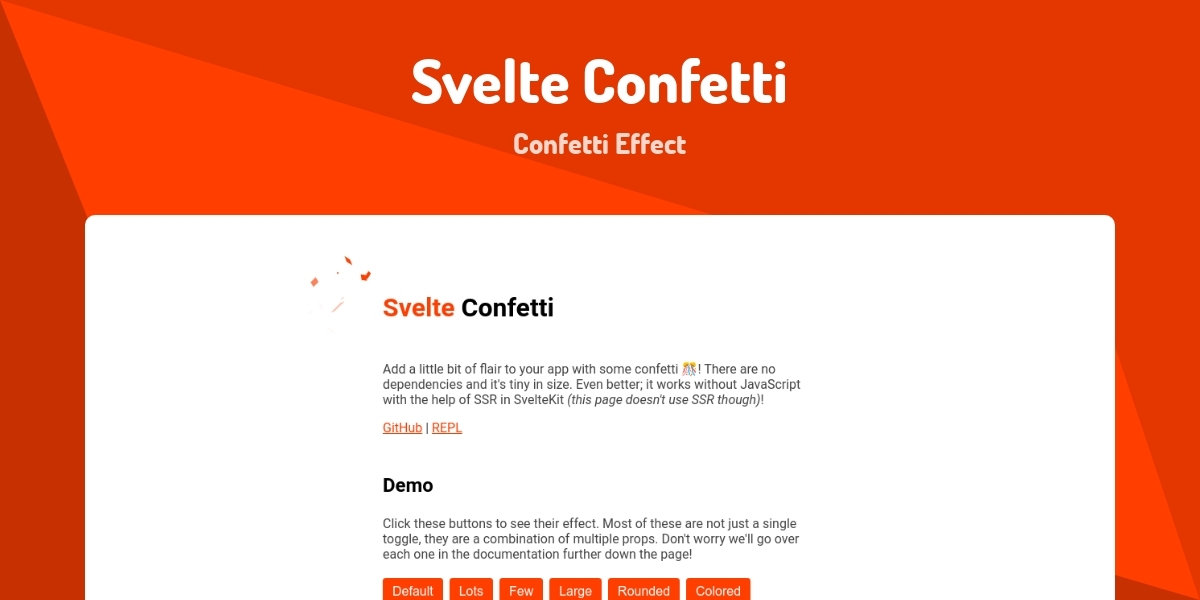Svelte Confetti - Confetti Effect - Made with Svelte