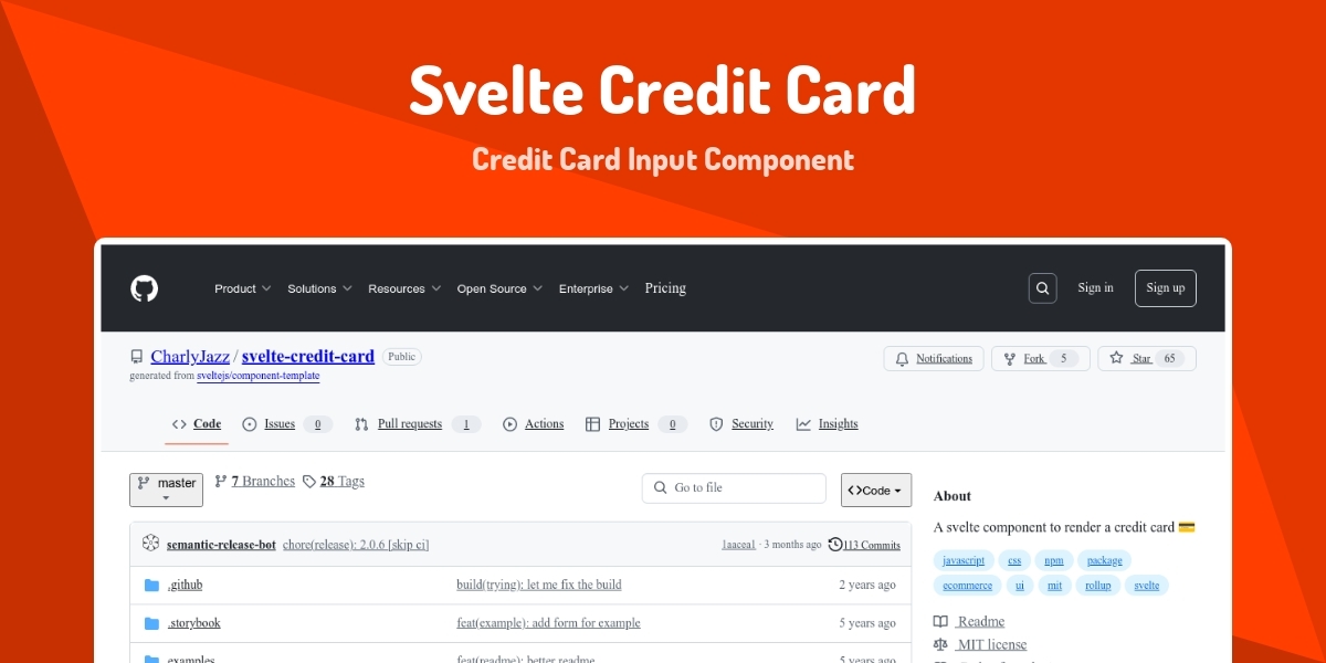 Svelte Credit Card - Credit Card Input Component - Made with Svelte
