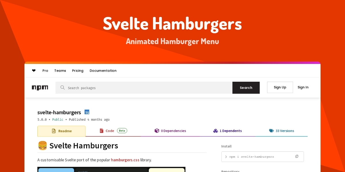 Svelte Hamburgers - Animated Hamburger Menu - Made with Svelte