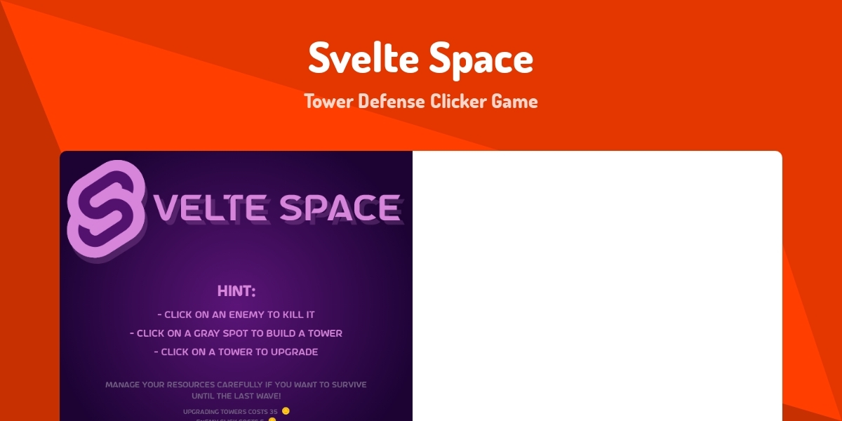 Svelte Space - Tower Defense Clicker Game - Made with Svelte