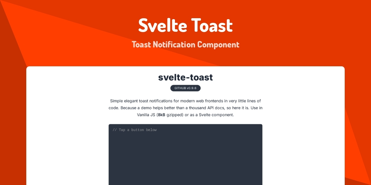Svelte Toast - Toast Notification Component - Made with Svelte