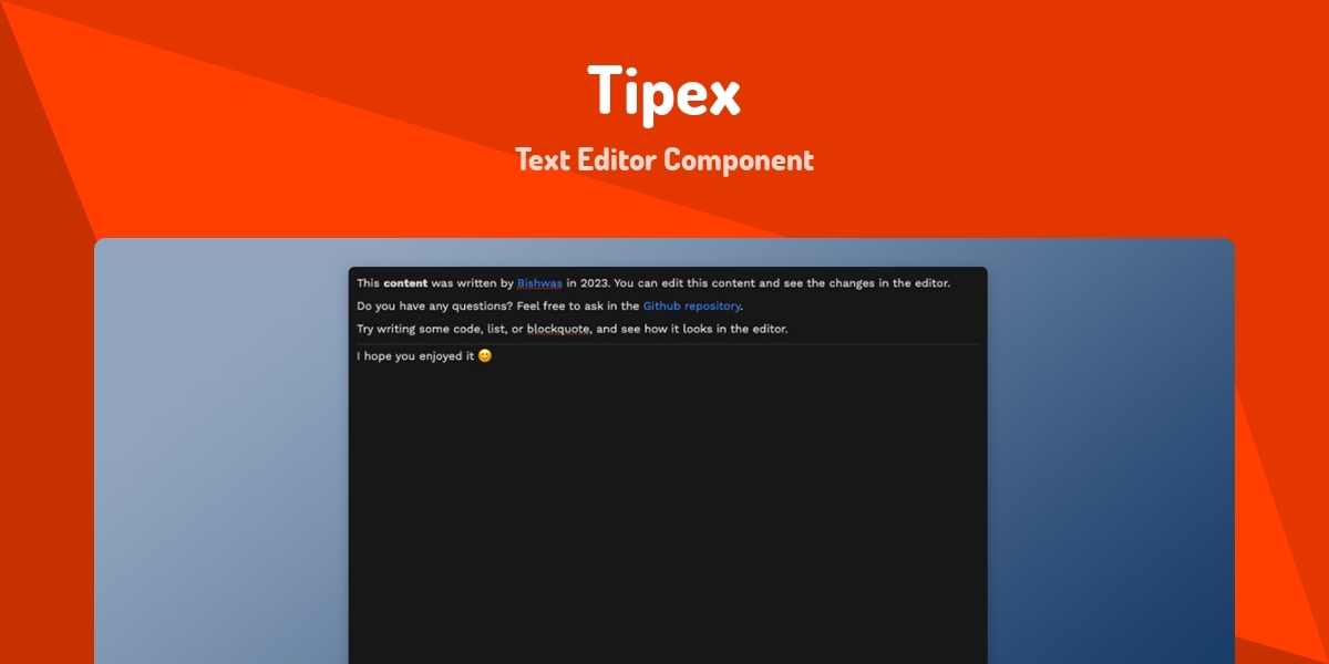 Tipex - Text Editor Component - Made with Svelte