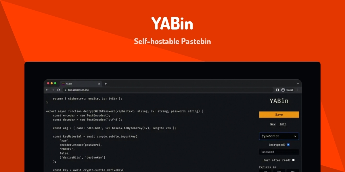 YABin - Self-hostable Pastebin - Made with Svelte
