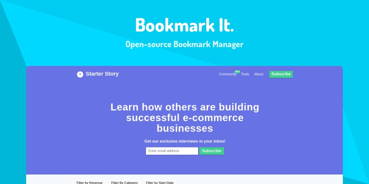 Bookmark It. - Open-source Bookmark Manager - Made with React.js