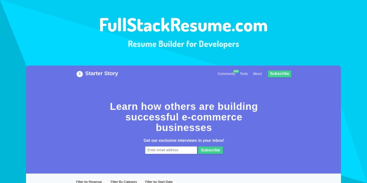 FullStackResume.com - Resume Builder for Developers - Made with React.js