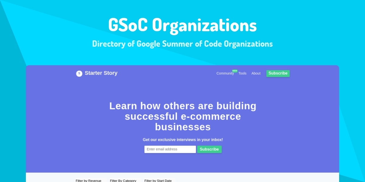 GSoC Organizations - Directory of Google Summer of Code Organizations - Made with React.js