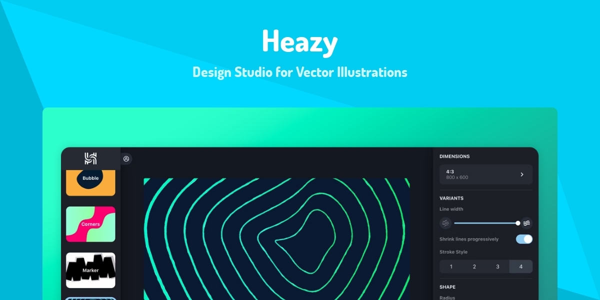 Heazy - Design Studio for Vector Illustrations - Made with React.js