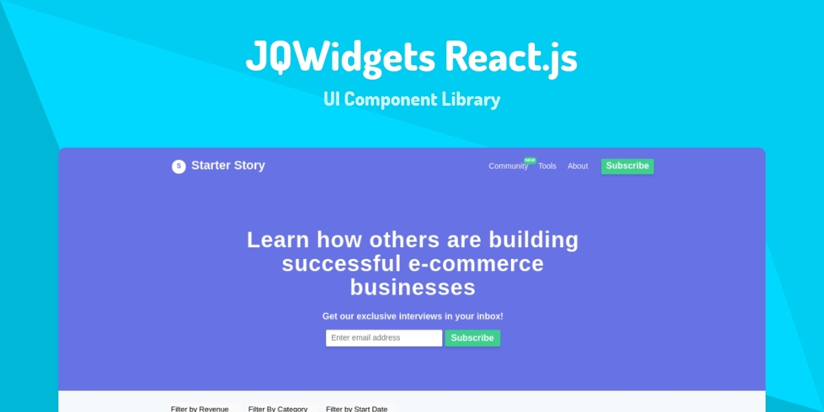 JQWidgets React.js - UI Component Library - Made with React.js