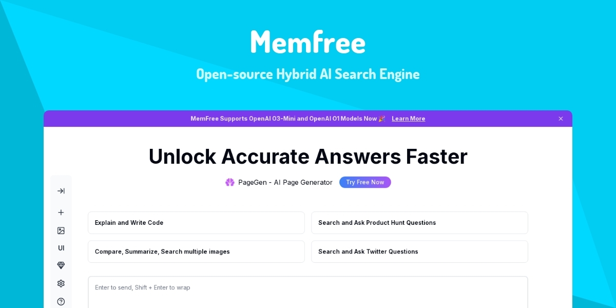 Memfree - Open-source Hybrid AI Search Engine - Made with React.js
