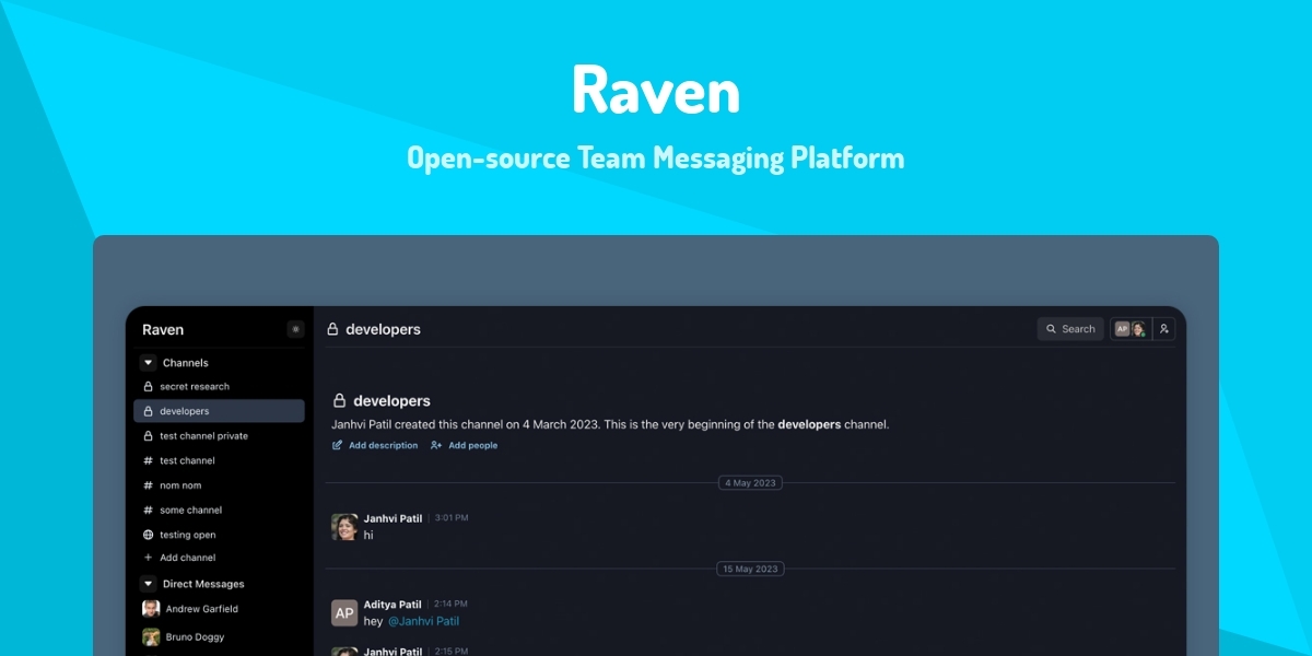Raven - Open-source Team Messaging Platform - Made with React.js