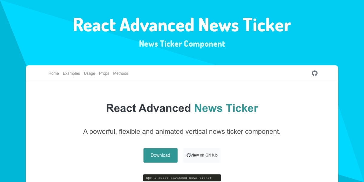 React Advanced News Ticker - News Ticker Component - Made with React.js