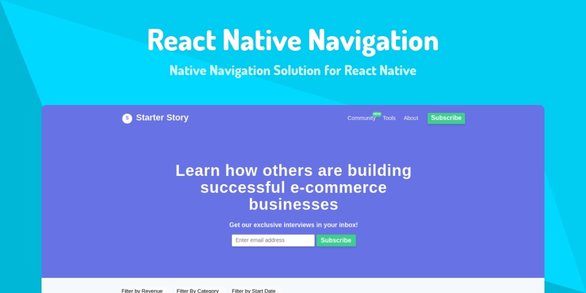 React Native Navigation - Native Navigation Solution for React Native - Made with React.js