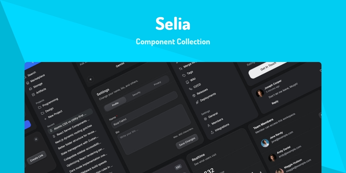 Selia - Component Collection - Made with React.js