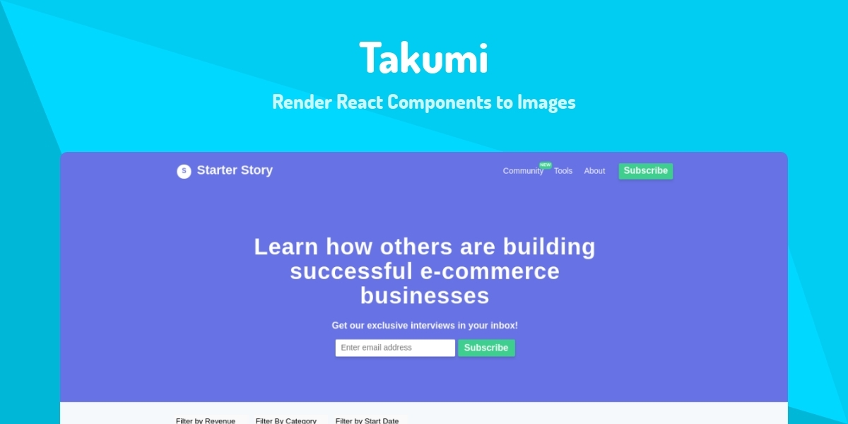 Takumi - Render React Components to Images - Made with React.js