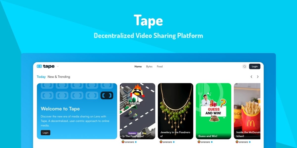 Tape - Decentralized Video Sharing Platform - Made with React.js