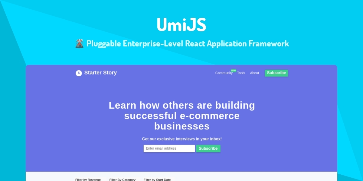 UmiJS - 🌋 Pluggable Enterprise-Level React Application Framework - Made with React.js