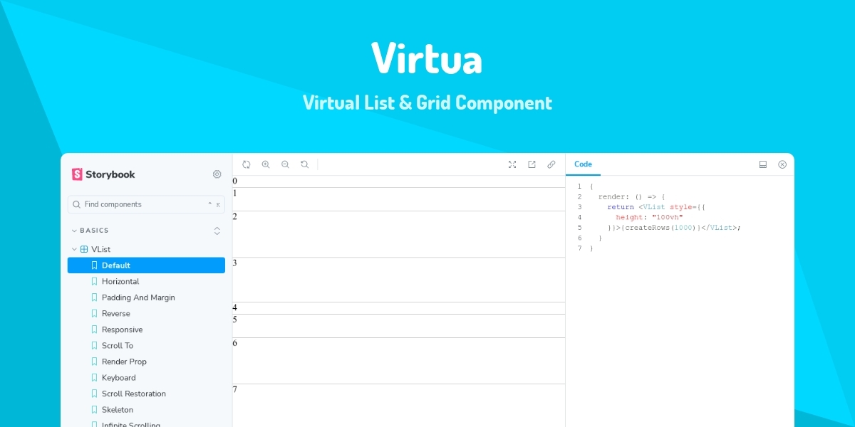 Virtua - Virtual List & Grid Component - Made with React.js