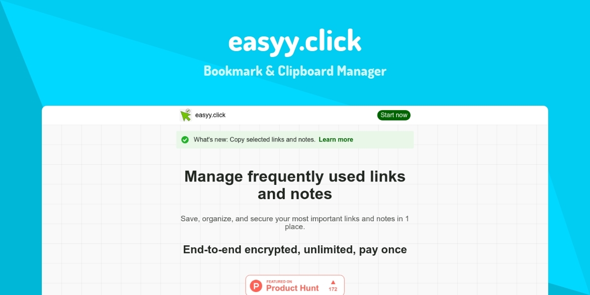 easyy.click - Bookmark & Clipboard Manager - Made with React.js