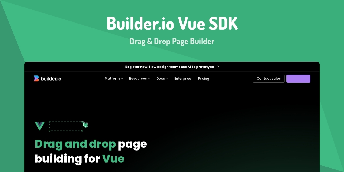 Builder.io Vue SDK - Drag & Drop Page Builder - Made with Vue.js