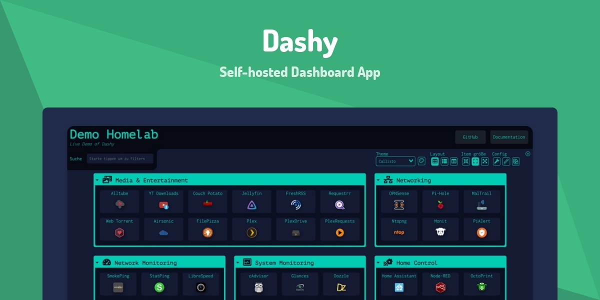 Dashy - Self-hosted Dashboard App - Made with Vue.js