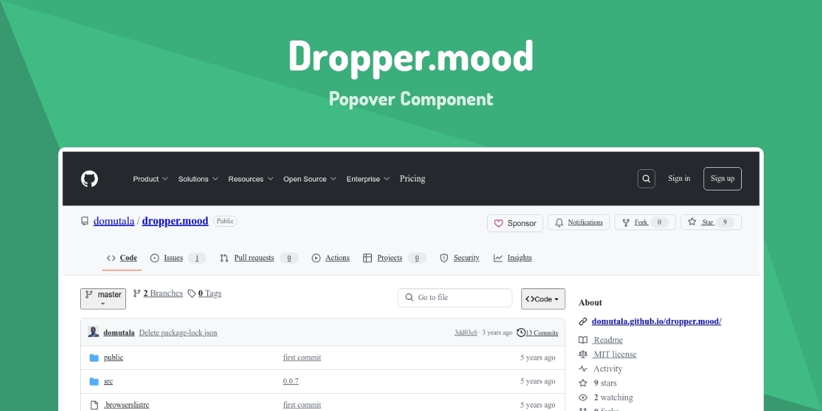 Dropper.mood - Popover Component - Made with Vue.js