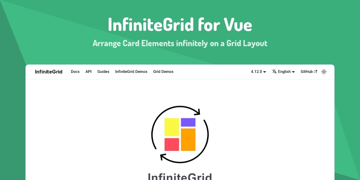 InfiniteGrid for Vue - Arrange Card Elements infinitely on a Grid Layout - Made with Vue.js