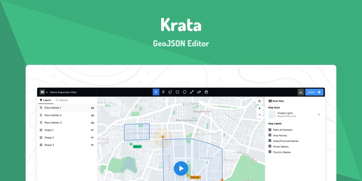 Krata - GeoJSON Editor - Made with Vue.js