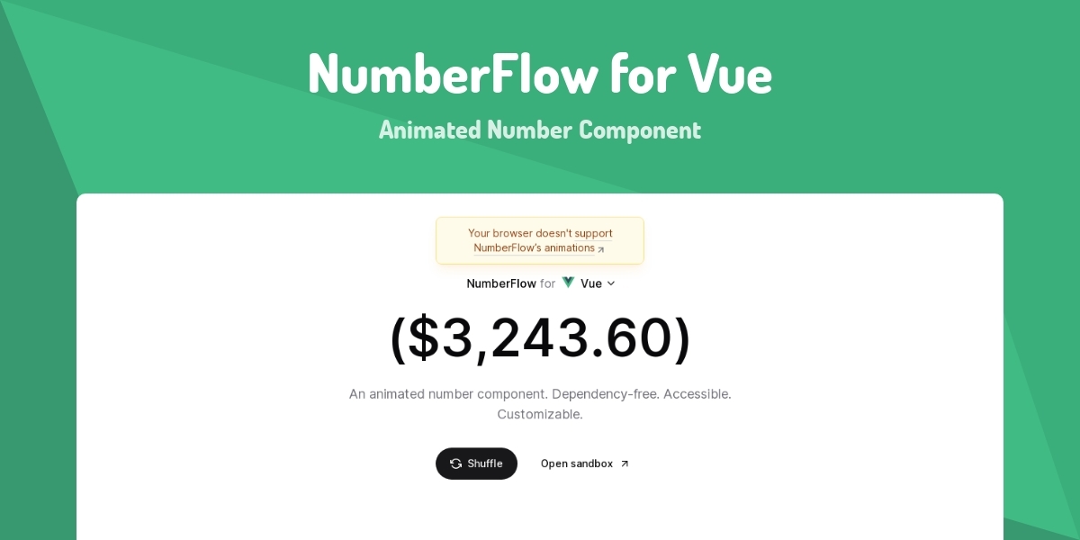 NumberFlow for Vue - Animated Number Component - Made with Vue.js