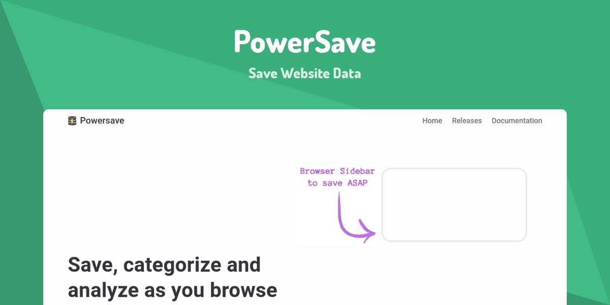 PowerSave - Save Website Data - Made with Vue.js