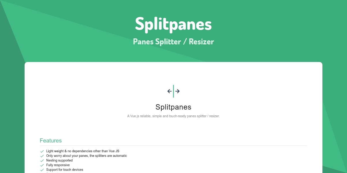 Splitpanes - Panes Splitter / Resizer - Made with Vue.js