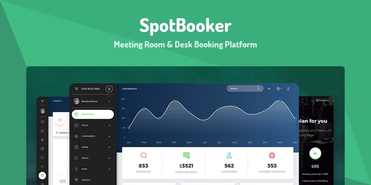 SpotBooker - Meeting Room & Desk Booking Platform - Made with Vue.js