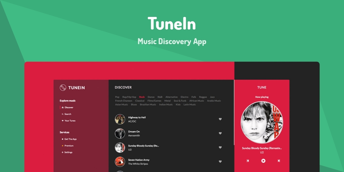 TuneIn - Music Discovery App - Made with Vue.js