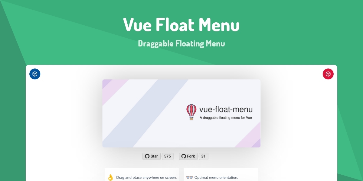 Vue Float Menu - Draggable Floating Menu - Made with Vue.js