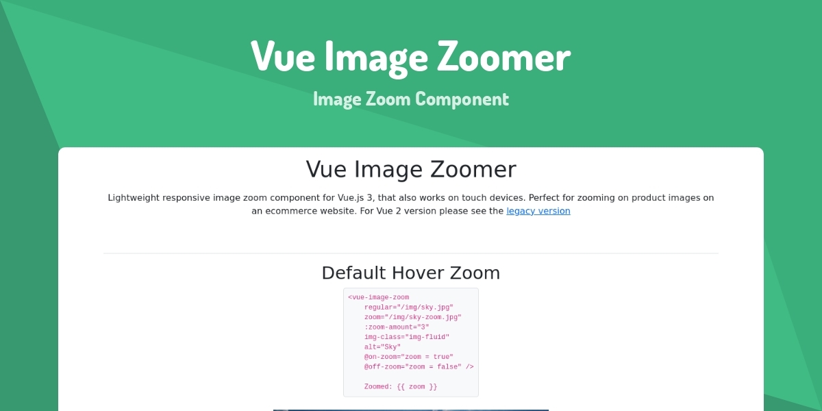 Vue Image Zoomer - Image Zoom Component - Made with Vue.js
