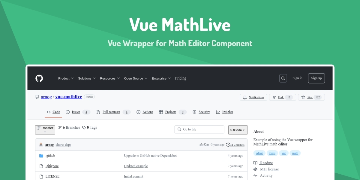 Vue MathLive - Vue Wrapper for Math Editor Component - Made with Vue.js